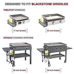 Qanuze Removable Griddle & BBQ Caddy Organizer – For All Blackstone 17”/22”/28” & 36” Griddles – Space Saving Storage for Grilling Tools & Accessories - Comes with Food Scraper