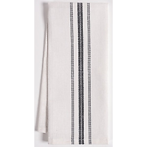 KAF Home Classic Farmhouse Stripe Kitchen Towels, Pure Cotton Dish Towels, Towel Dish Cloths for Cooking, Cleaning, and Dining, Set of 12, Charcoal