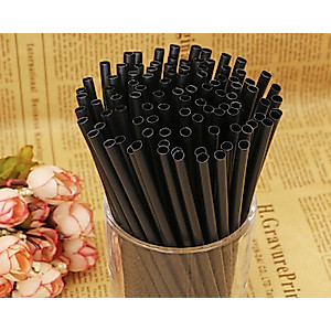 Tupalizy 100PCS Black Plastic Straws Drinking Coffee Stirrers for Wedding Coffee Sip Stir Sticks for Cocktail Tea Chocolate Hot Water Cold Drinks Cups Travel Mugs Crafts Home Bars, 5.12 inch