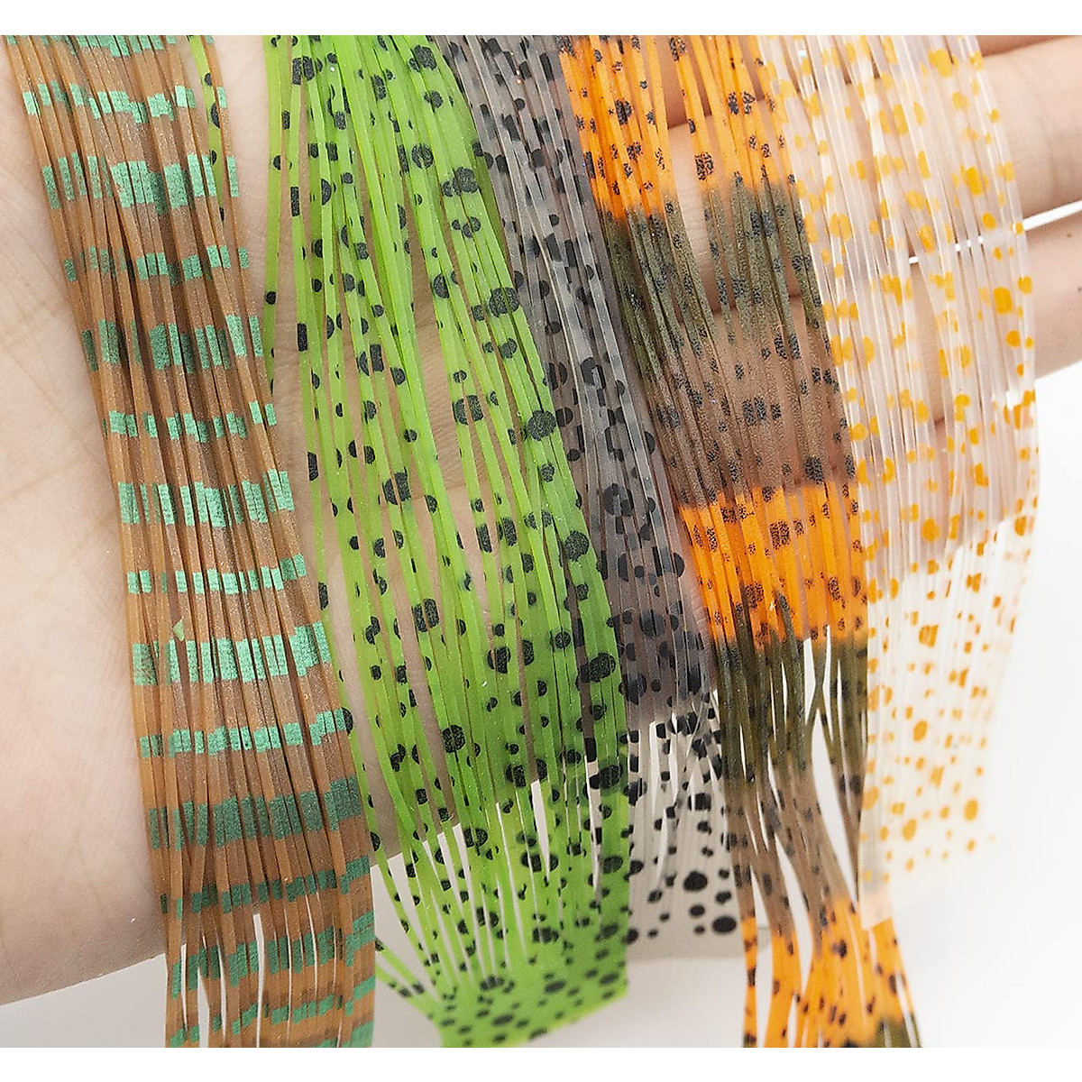 20Pc 10Colours Fishing Jig Lures Mixed Colors DIY Silicone Whole Sheet Skirts for Jig Lures Regular Skirt Colours with Fly Tying Material Free Rubber Band CMB10#