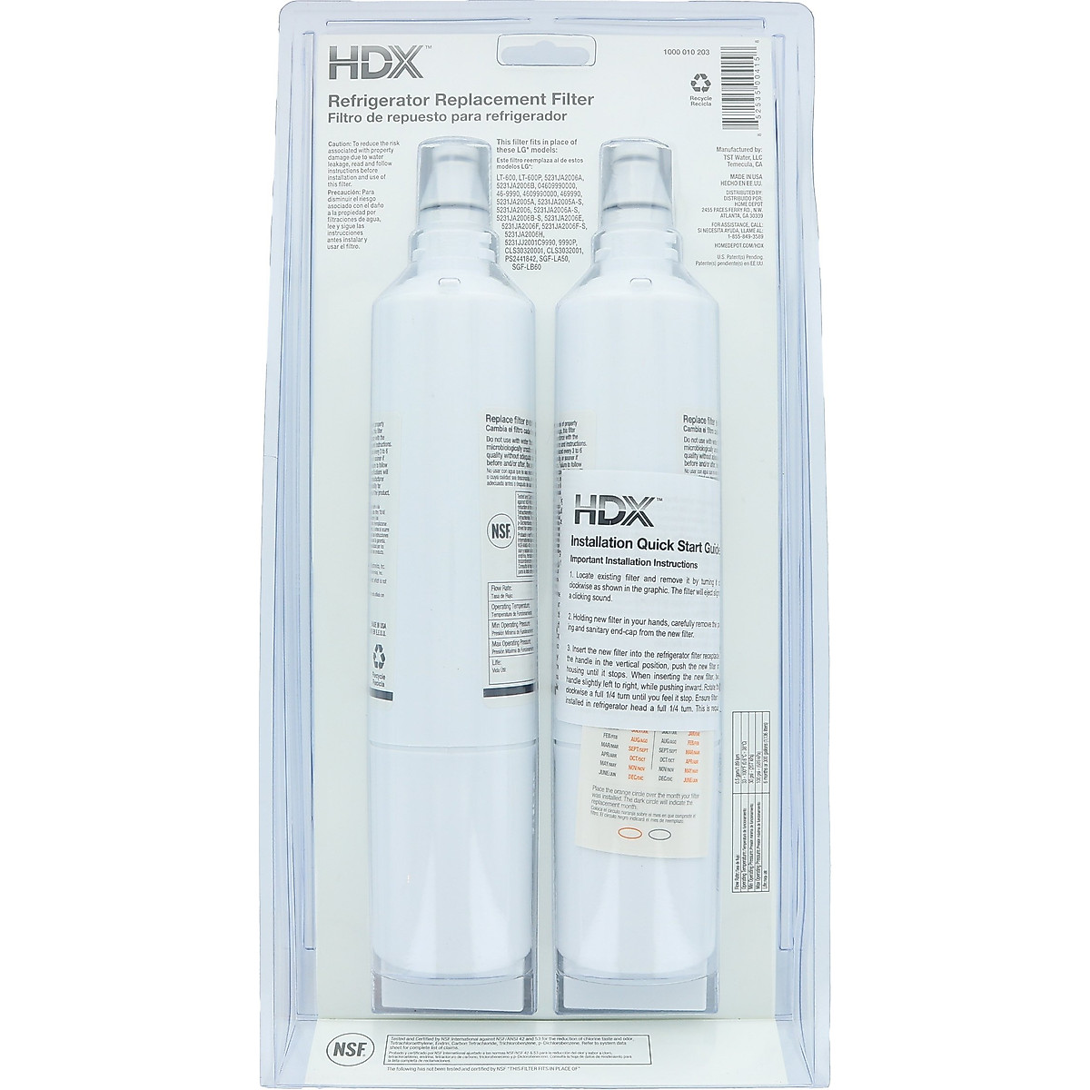 HDX FML-2 Replacement Water Filter / Purifier for LG Refrigerators (2 Pack)