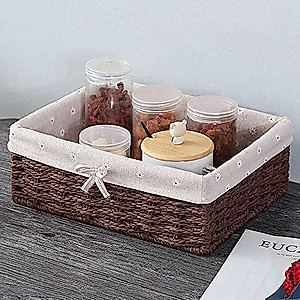 BYBYCD Storage Basket Wicker Durable Storage Box for Home Weaving Process Sundries Finishing Desktop Decoration Laundry Basket(S,Coffee)