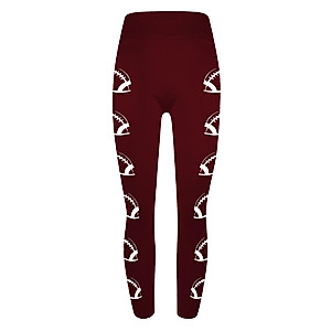 High Waist Legging for Women Football Print Shiny Gym Yoga Pants Hidden Scrunch Butt Lift Pants