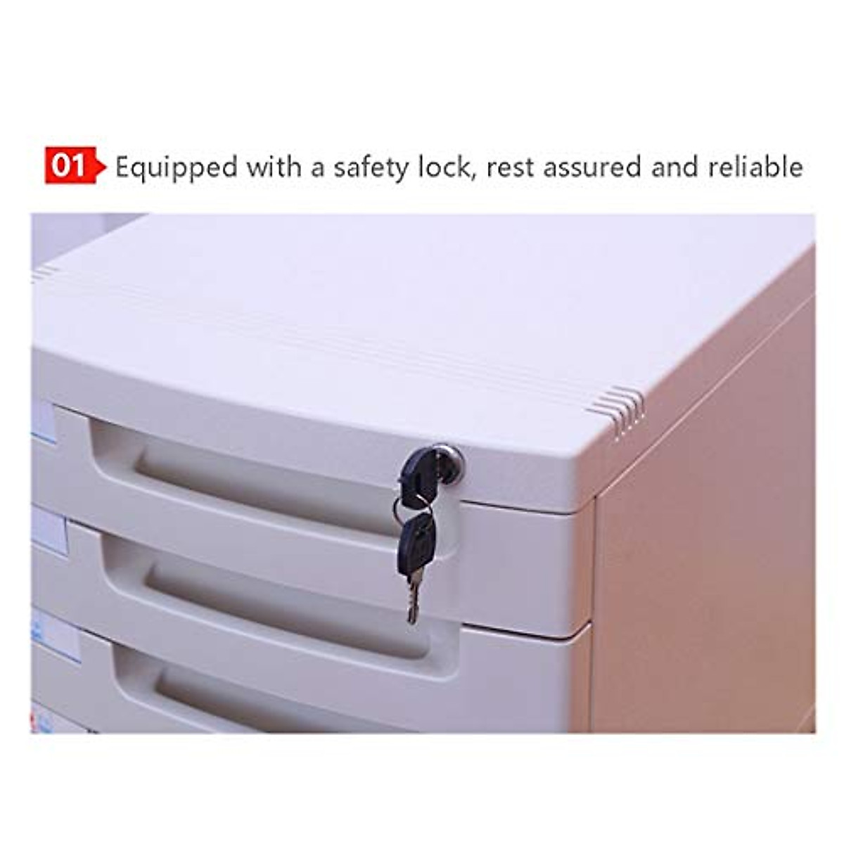A4 Filing Pedestal Cabinet with 3 Drawer Lockable File Cabinet Desktop with Lock 3-Layer Drawer File Box Stationery Organizer Data Office Storage Box 29.5×39.4×22cm (Color : Blue)