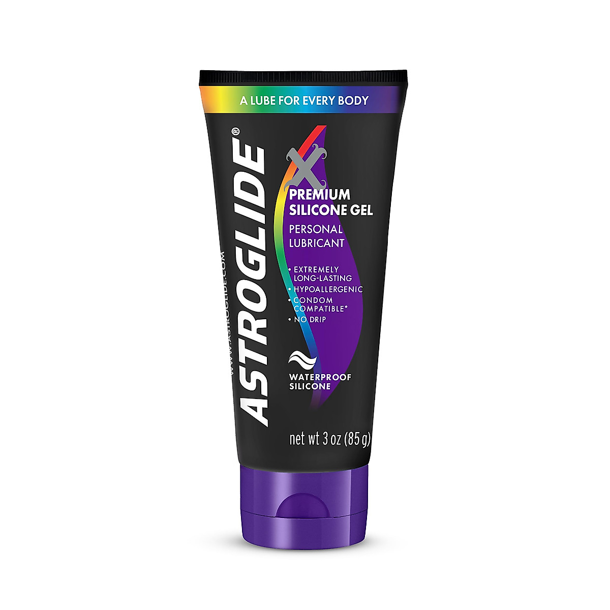 Astroglide Silicone Lube (3oz), X Premium Gel Personal Lubricant for Vaginal and Anal Sex, No Drip Stay-Put, Long-Lasting for Men, Women and Couples, Waterproof for Water Play