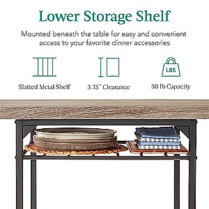 Best Choice Products 3-Piece Modern Dining Set, Space Saving Dinette for Kitchen, Dining Room, Small Space w/Steel Frame, Built-in Storage Rack - Gray