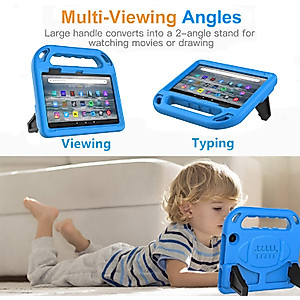 BMOUO Kids Case for All New Fire 7 Tablet (12th Generation,2022 Release), Fire 7 Tablet Case, Fire 7 2022 Case, Shockproof Handle Stand Kids Case for Amazon Fire 7 Tablet 2022 Latest Model 7", Blue