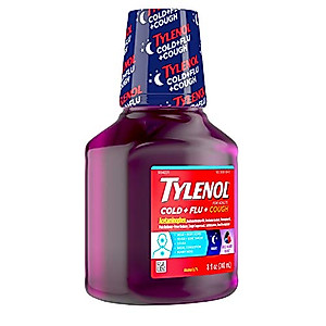 Tylenol Cold + Flu + Cough Night Liquid Medicine with Acetaminophen, Wild Berry, Grabe, 8 Fl Oz