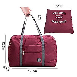 Foldable Travel Bag Luggage Storage for Sports Gym Water Resistant Nylon Canvas Duffel for Men, Women 32 Liter （Red）