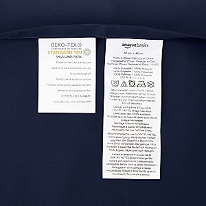 Amazon Basics Microfiber Pillowcase, Set of 2, Navy Blue, 31.5" L x 19.7" W