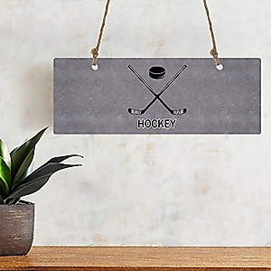 Wooden Hanging Wall Decor Sign-Hockey Gray Vintage,Welcome Door Hanging Sign Home Decor Wall Art Plaque Sign for Living Room Kitchen Farmhouse