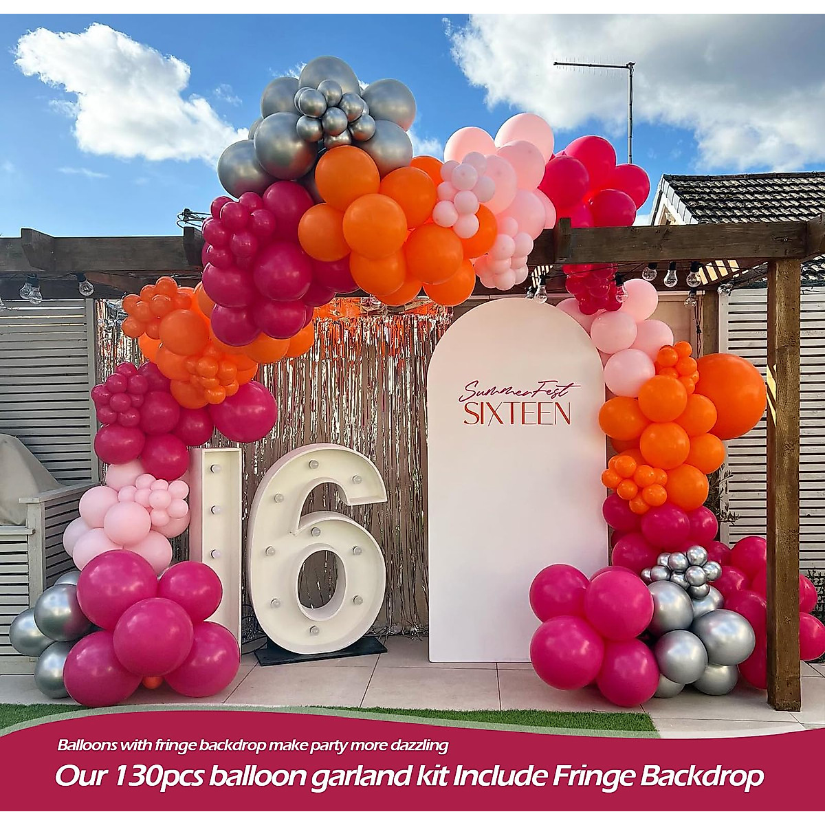 FOTIOMRG 130pcs Orange Balloon Garland Arch Kit, 18 12 10 5 inch Orange Latex Balloons Different Sizes Pack for Birthday Wedding Fall Baby Shower Thanksgiving Christmas Halloween Party Decorations