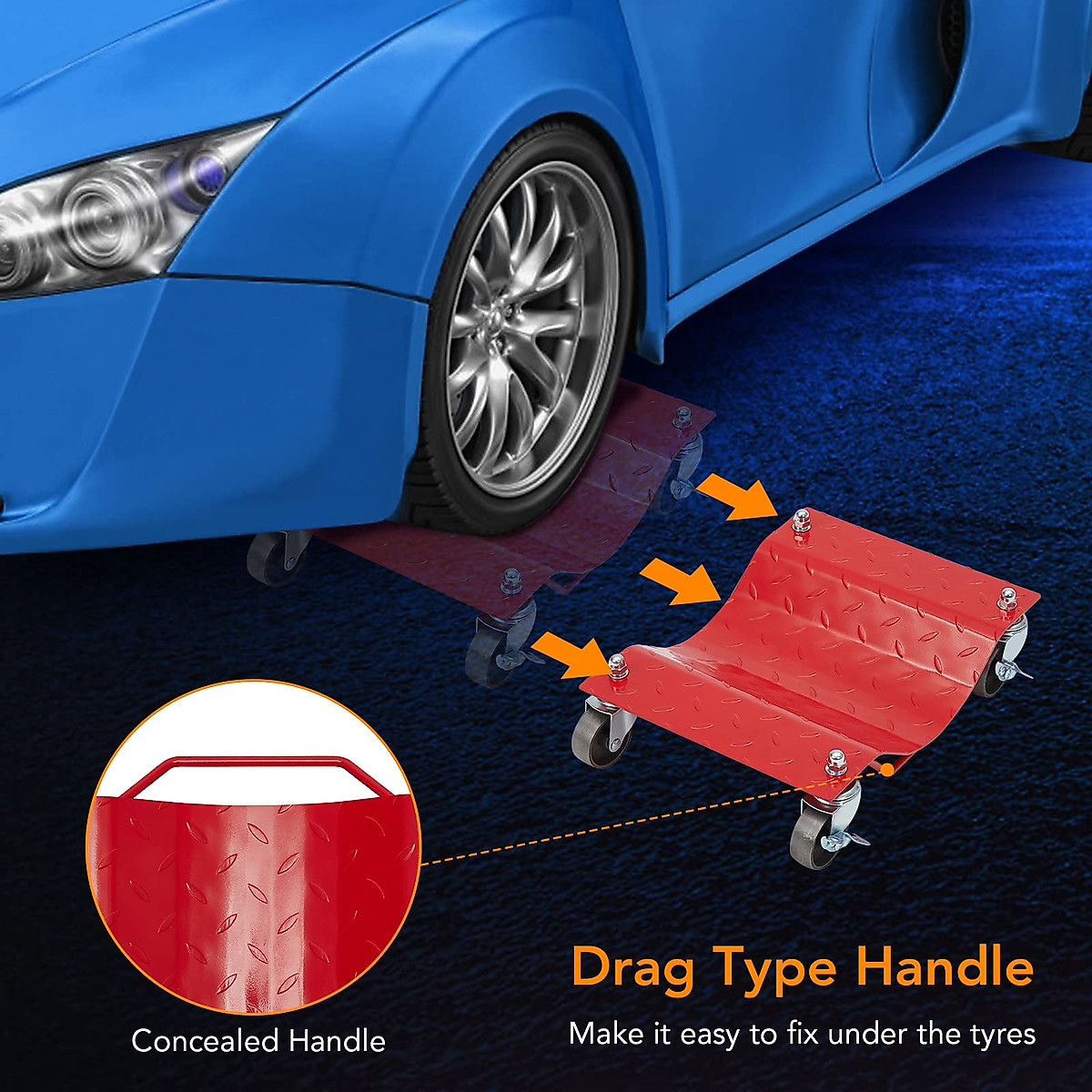 Car Dolly,Heavy Duty 4 Pack Tire Skates,Wheel Dolly Vehicle Tire Skates with 4000 lbs,Moving a Car Easy,360 Degree Rotatable Wheel