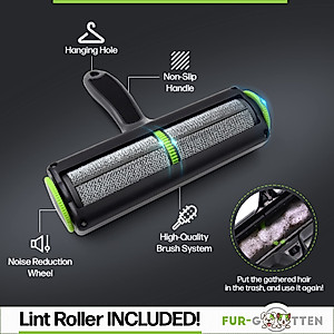 Pet Hair Remover - Reusable Dog Hair Remover and Cat Hair Remover | Pet Hair Remover for Couch, Furniture, Carpet, Car Seats or Bedding | Pet Hair Removal Tool with Carpet Scraper by FUR-GOTTEN