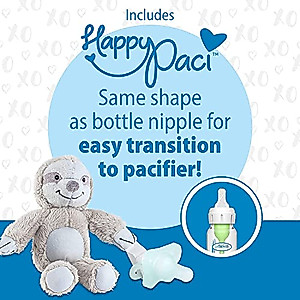 Dr. Brown’s Natural Flow® Anti-Colic Options+™ Narrow Baby Bottles 8 oz/250 mL, Dream Adventure 4 Pack, with HappyPaci Pacifiers and Lovey Holder, Sloth