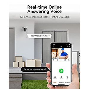 LongPlus Wireless Outdoor Security Camera, Battery Powered Cameras for Home Security Wireless WiFi with Night Vision, Motion Detection,Siren Alarm,Spotlight,2Way Audio (White)