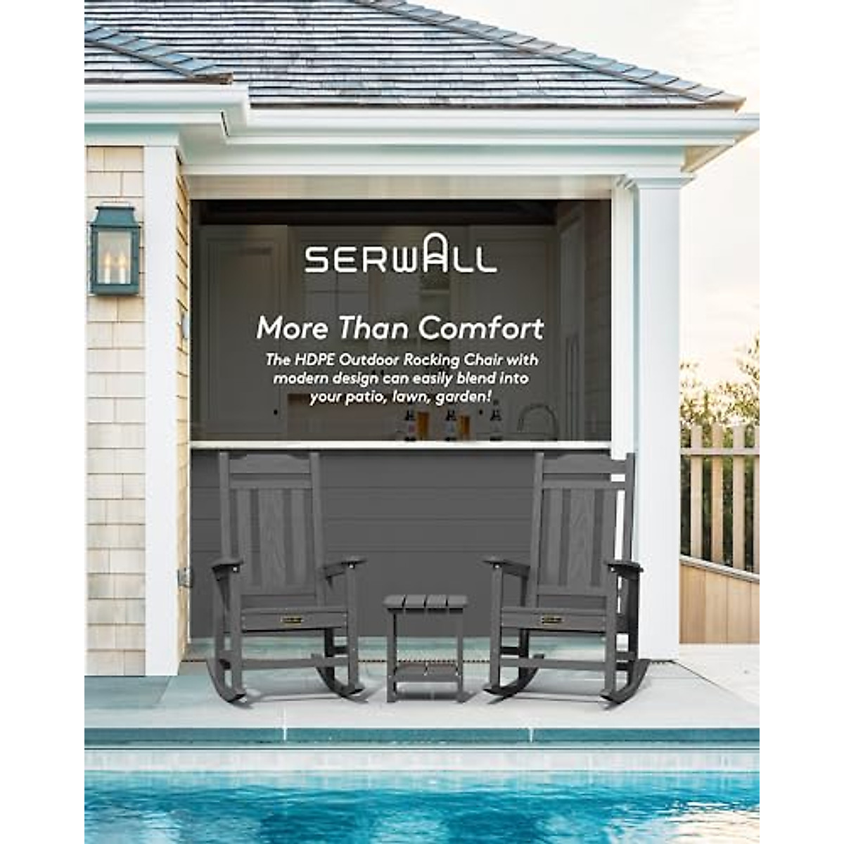 SERWALL Outdoor Rocking Chair Gray
