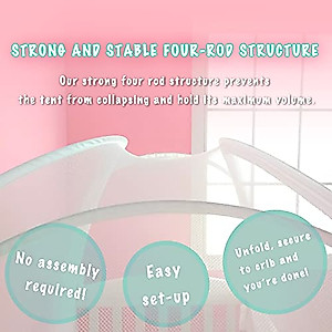 IzyBaby Baby Crib Tent - See Through Mesh Crib Net - Pop-Up Crib Tent - Crib Tent to Keep Baby from Climbing Out - Premium Toddler Crib Canopy - Transparent White