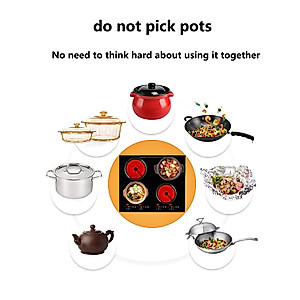 Yahpetes Electric Cooktop 24" Built in Electric Stove Top 4 Burner Electric Cooktop 9 Power Levels Child Safety Lock 220V~240V 6000W Electric Radiant Cooktop With Touch Control (4 Cooktops)