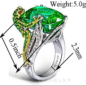 HSQYJ Green Crystal Frog Cocktail Ring Cubic Zirconia Pearl Cute Animal Stacking Rings Jewelry Rhinestone Statement Rings for Women