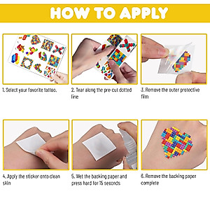 96PCS Building Block Temporary Tattoos Birthday Party Supplies Decorations Tattoos Stickers Cute Party Favors Kids Girls Boys Gifts Classroom School Prizes Themed