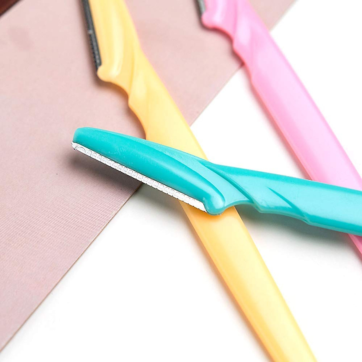 24 Pieces Eyebrow Razor Shaper Trimmer Shaver Women Men Facial Razor with Precision Cover by ACKLLR,Green Pink Yellow