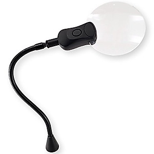 QuadHands LED 3x Magnifier w/ Light | Helping Hands Soldering Third Hand | Flexible Gooseneck Arm | Attach Magnetic Arm To Metal Stand or Surfaces | Scratch-Resistant Lens | Batteries Incl. | USA Made
