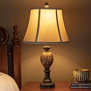 Decor Therapy Mae Resin and Marble Table Lamp, Bronze