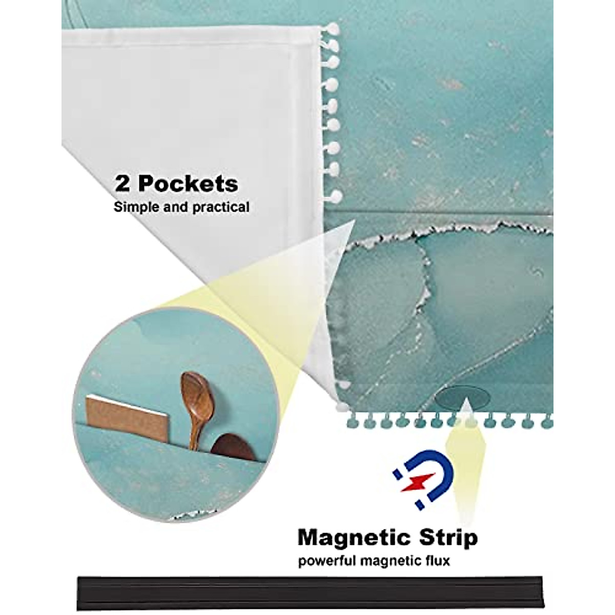 Comforance Marble Turquoise Microwave Cloth Cover 12x35inch, Anti-Slip Dust Oil Proof Cloth, Decorative Kitchen Appliance for Refrigerator Washing Machine Protector, Marble Textured Modern