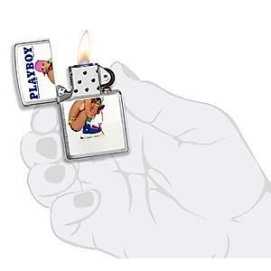 Zippo Playboy Cover April 1991 Brushed Chrome Pocket Lighter, One Size, Model Number: 200-CI017372