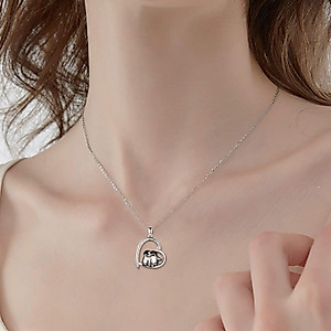 Penguin Necklace Penguin Gifts 925 Sterling Silver Hugging Penguins Cute Animal Christmas Jewelry for Women Sister Mom Mother