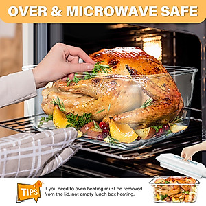 Extra Large Glass Storage Containers with Lids Airtight: Big Glass Containers with Lids - 220oz/28cup - XL Glass Rotisserie Chicken Container - Storing food Fruits Salads Free Oven Safe (Extra Large)