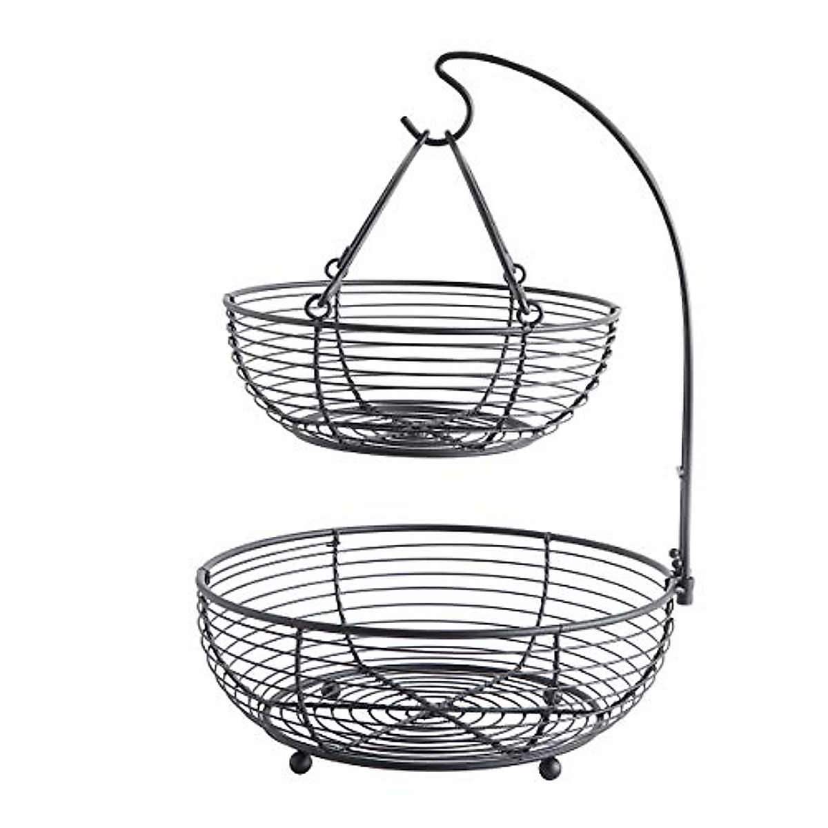 SunnyPoint Black Multifunction 2-tier Basket with Banana Hook
