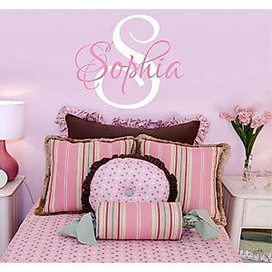 Girls Nursery Personalized Custom Name Wall Decals, Baby Wall Stickers for Girls, 16" W by 14" H, Girl Name Wall Decal, Wall Decor, Girls Nursery Wall Decals, Girls Bedroom, PLUS FREE HELLO DOOR DECAL
