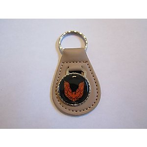 FIREBIRD OR TRANS-AM RED BIRD LOGO LEATHER KEYCHAIN - BEIGE