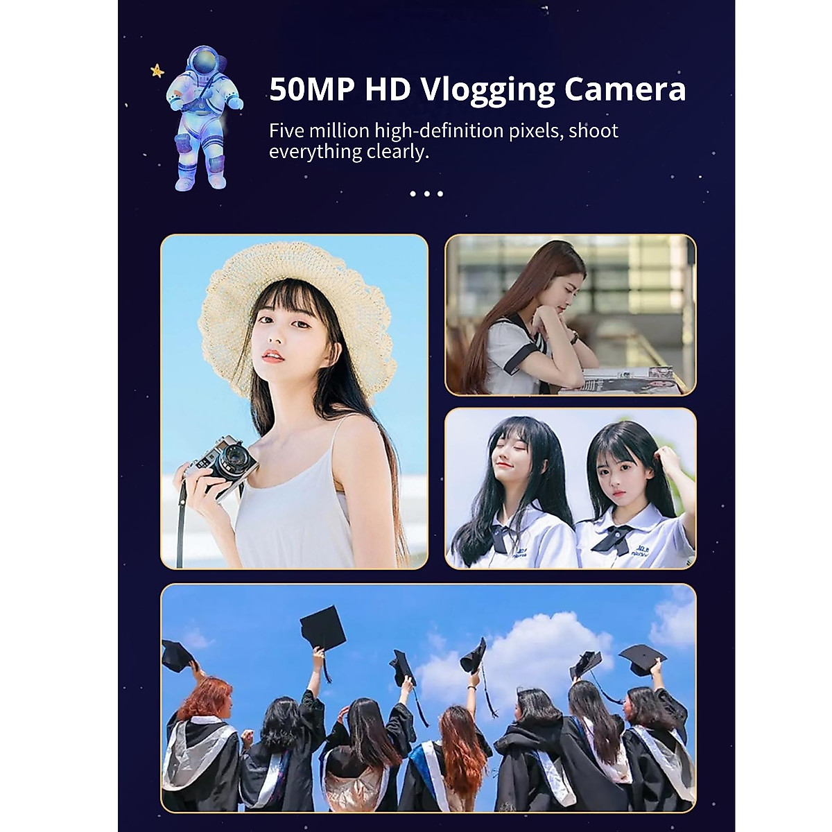 Digital Camera for Photography, 50MP 16X Digital Zoom Vlogging Camera Built in Fill Light, 2.88in IPS Screen, HD 4K Pocket Camera for Teens, Kids, Beginners