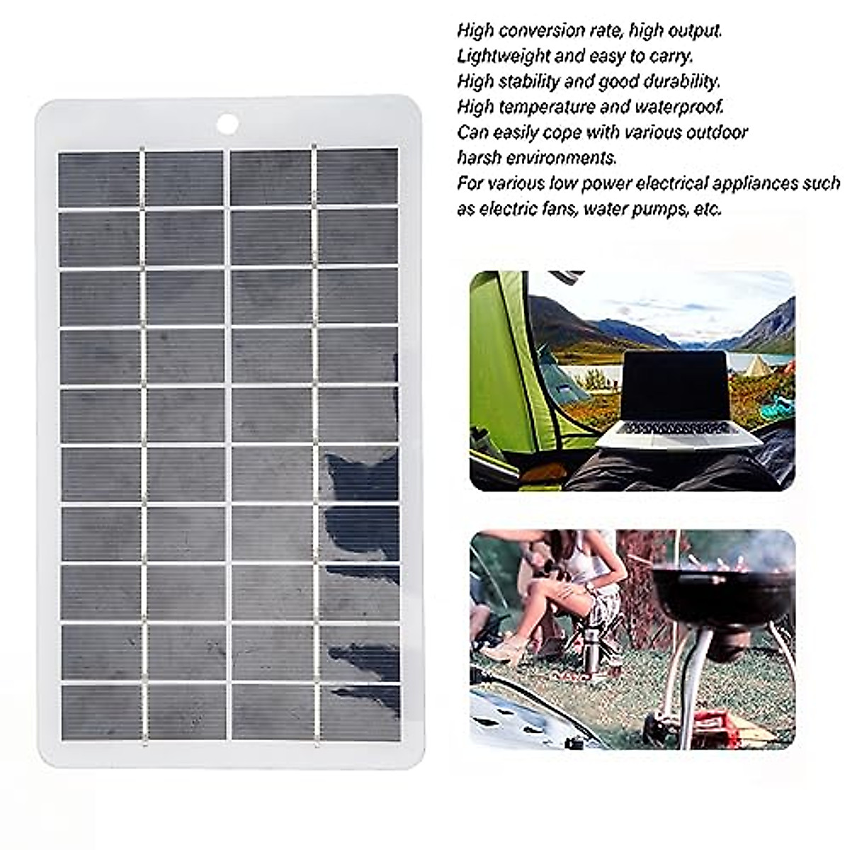 Solar Panel, Portable Solar Panel High Efficiency Wide Compatibility 4W 5V for Appliances