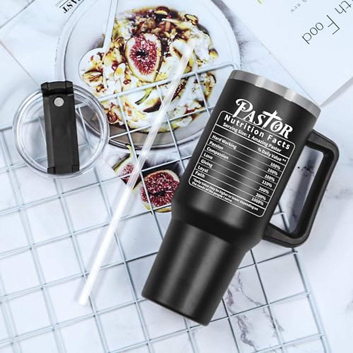 Muwnrol Pastor Appreciation Tumbler - 40 Oz With Handle for Men, Christian Gift Warning