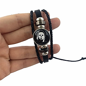 TV Movie Bracelet Charm, Horror Halloween Leather Bangle Gift for Women, Men