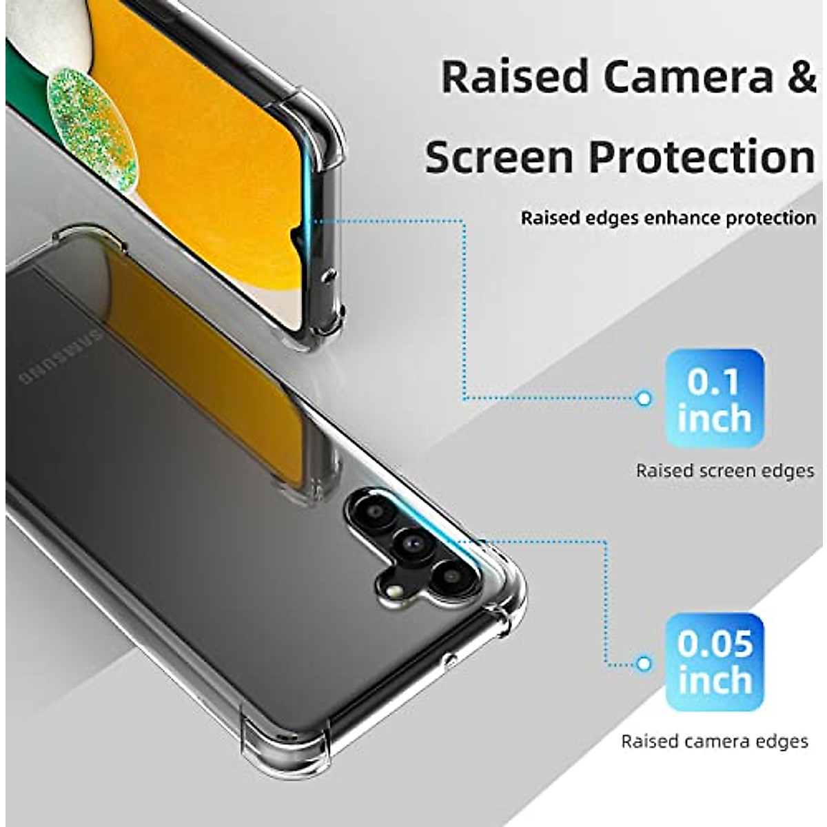 KIOMY Case for Samsung Galaxy A13 5G Ultra Clear Case with 2pcs HD Tempered Glass Screen Protectors Hybrid Anti Yellow Hard Acrylic with TPU Shockproof Bumper Protection Slim Fit Cellphone Back Cover