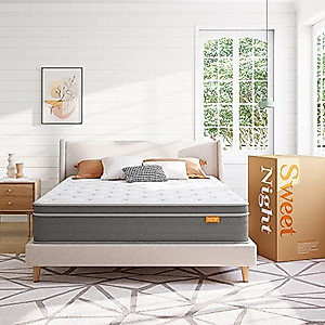 Sweetnight Hybrid Mattress, 10 Inch Full-Size Mattress In a Box - Sleep Cooler with Euro Pillow Top Gel Memory Foam, Individually Wrapped Pocket Springs Hybrid Mattresses for Motion Isolation