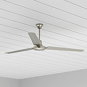 Amazon Basics 56-Inch Industrial Style Ceiling Fan - Includes Wall Control - Three Steel Blades, Brush Nickel Finish