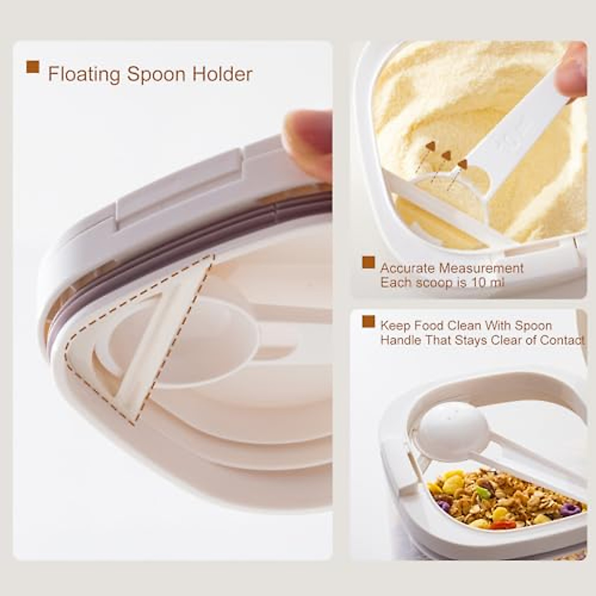 LivLab Mker Airtight Food Storage Containers, BPA Free Plastic Cereal Containers with Lid for Kitchen Pantry Organization, 2.3L / 2 Qt Cereal Dispenser for Grain, Rice, Snacks and Candy,White