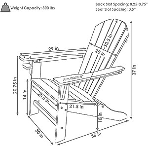 Sunnydaze All-Weather Blue/White Outdoor Adirondack Chairs with Drink Holders - Set of 2 - Heavy Duty HDPE Weatherproof Patio Chair - Ideal for Lawn, Garden, and Around The Firepit