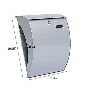 Mailboxes for Outside Mailbox Wall Mount Post Box European Villa Home Wall-Mounted Mailbox Outdoor Garden Waterproof Newspaper Box Creative Circular Simple Letterbox Silver