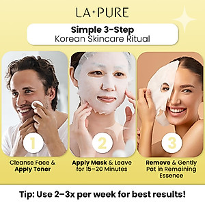 LA PURE Korean Face Mask - Hydrating Sheet Mask, Beauty Snail Mask, Anti-Wrinkle Korean Skin Care, Anti-Aging Sheets Pack, Hydration Mask, Deep Moisturizing Facemask, 10 Facial Masks for Women & Men