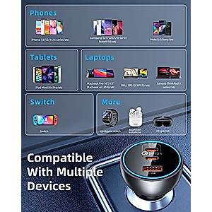 160W USB C Car Charger, Baseus PD3.0 QC5.0 PPS 45W 3 Ports Super Fast Charging Type C Car Phone Charger Adapter for iPhone 14 13 12 11 Pro Max Samsung Galaxy S22/S21 Ultra/Tab S8 iPad MacBook Laptop