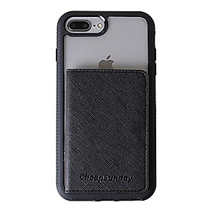 CHEAP SUNDAY CheapSunday ID Card Holder for Back of Phone Leather Phone Wallet Stick On with Stand Flip Waterproof Leather Adhesive Wallet for Most Cellphones (Black)