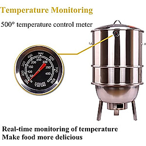 NEWCES Safety Certification Large Barbecues Grills & Smokers Stainless Steel Charcoal Barbecues BBQ Grills Easy to Clean Combination Grill-Smokers for Camping Picnic Travel Garden Terrace Party