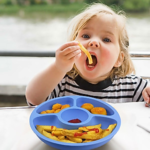 SILIVO 4 Pack Toddler Plates, Divided Plates for Adults and Kids - Silicone Sectional Serving Platters,Snack Serving Dishes for Parties